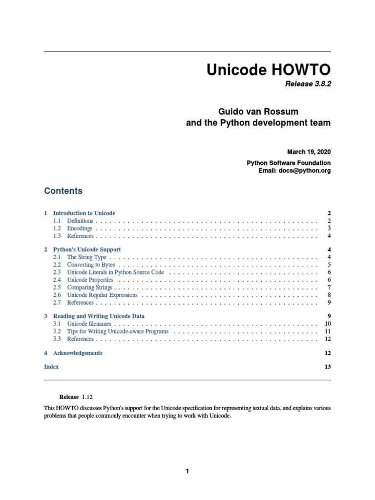 Howto Unicode PDF | PDF | Character Encoding | String (Computer Science)