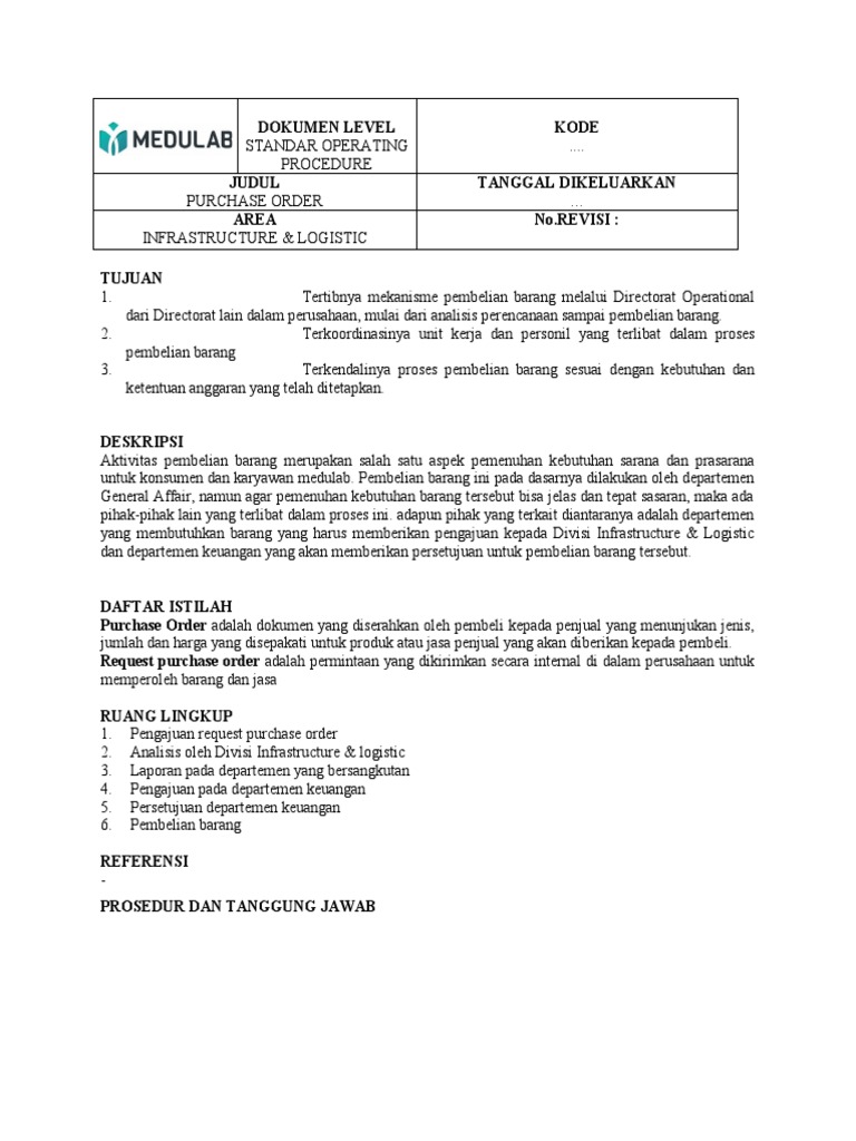 SOP Pembelian Barang Perusahaan | PDF