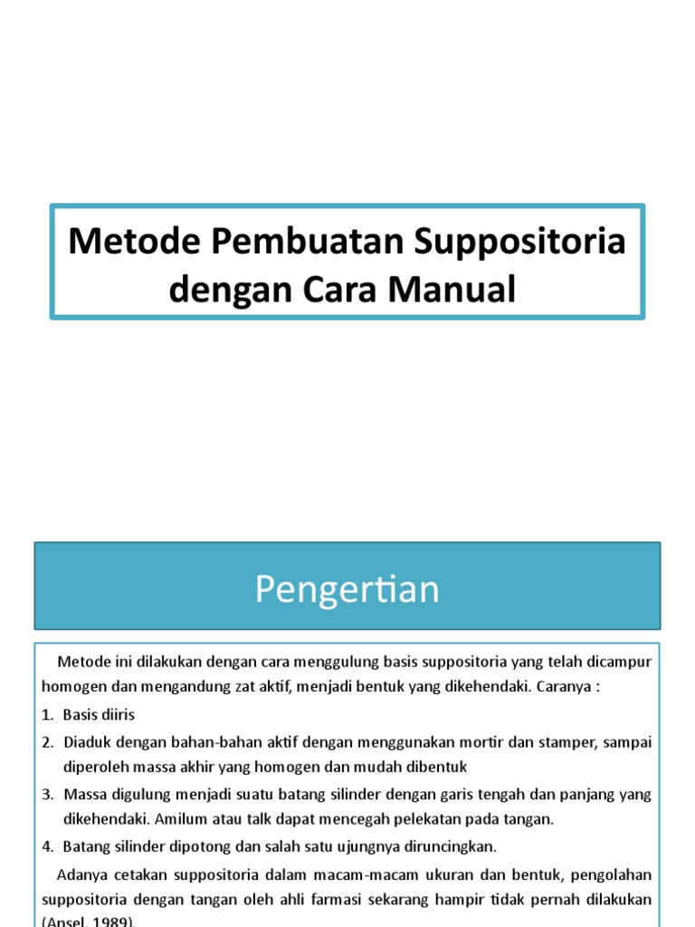 Metode Pembuatan Suppositoria Dengan Cara Manual | PDF