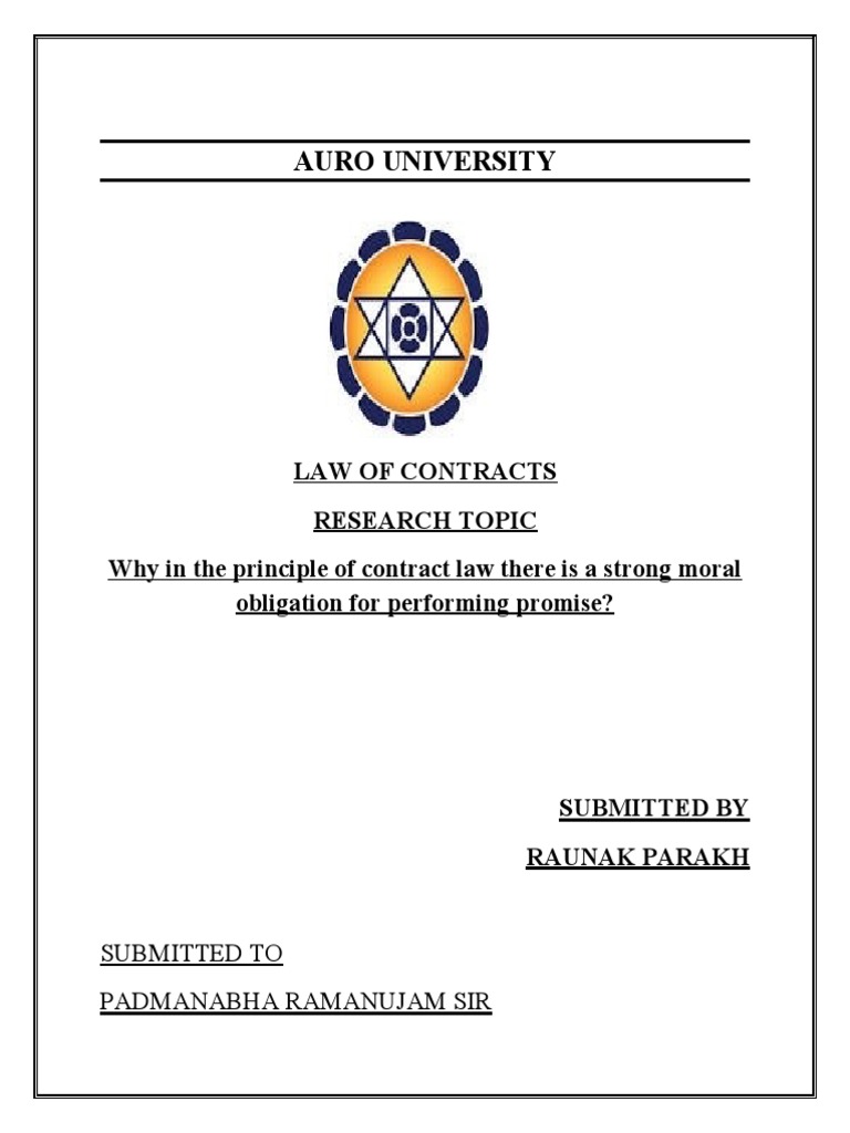 LAW OF CONTRACTS Research Paper | PDF | Consideration | Estoppel