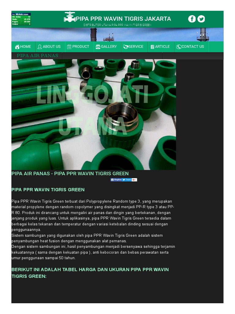 Pipa PPR Wavin Tigris Green - Pipa Air Panas - Pipapprwavin-Jakarta | PDF