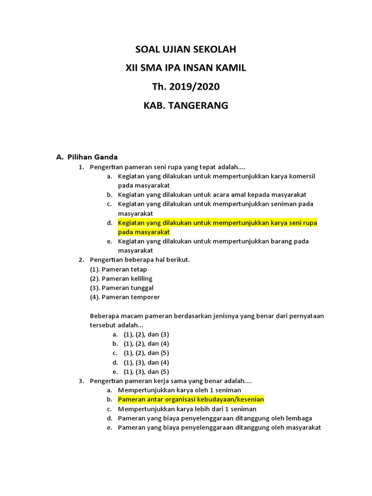 Soal SBK XII SMA IPA | PDF | Seni