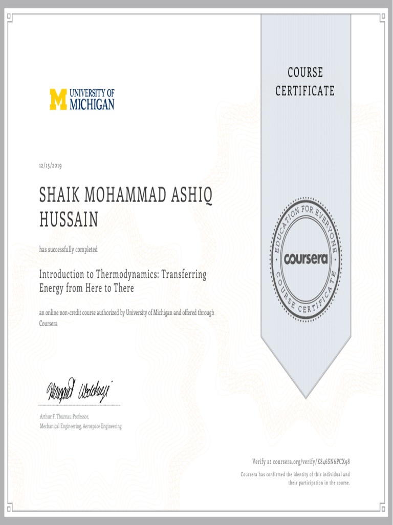Ashiq Mtech Coursera Certificate PDF | PDF | Continuum Mechanics ...