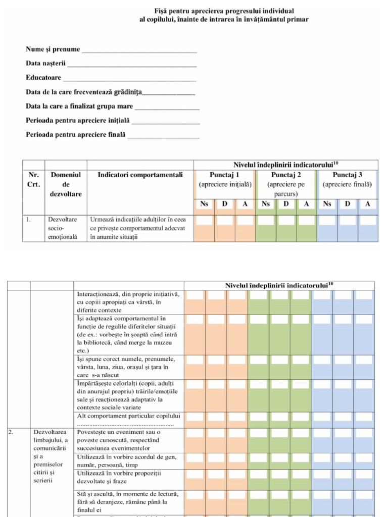 Fisa Progres 2019 | PDF
