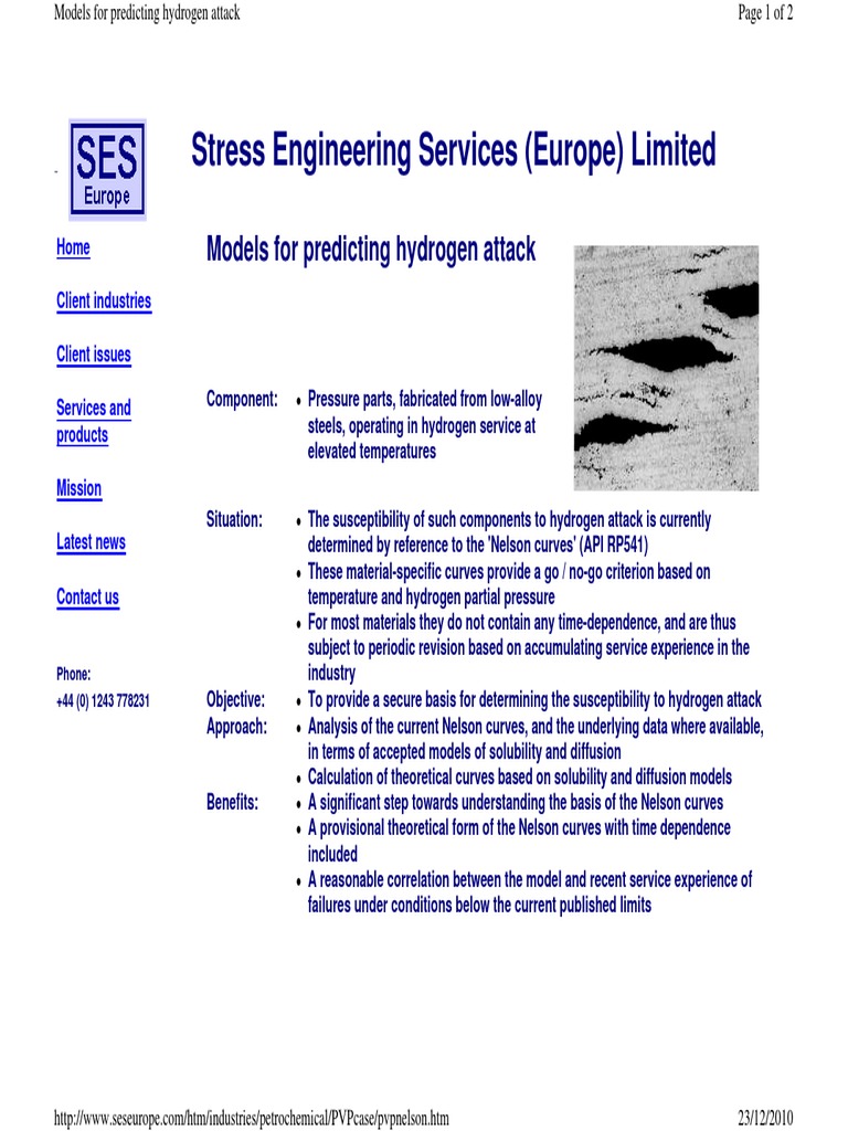 Nelson Curve Model For Predicting Hydrogen Attack PDF | PDF | Hydrogen ...