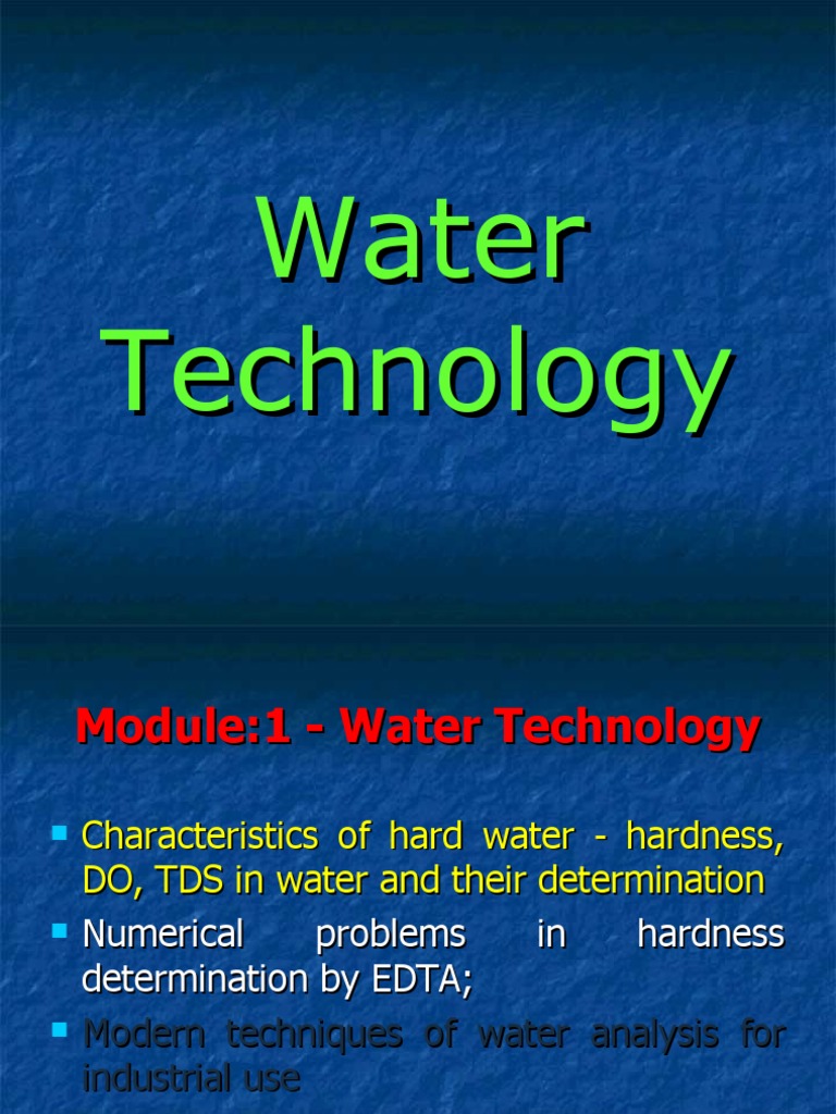 Water Technology Characteristics of Hard Water - Hardness, DO, TDS in ...