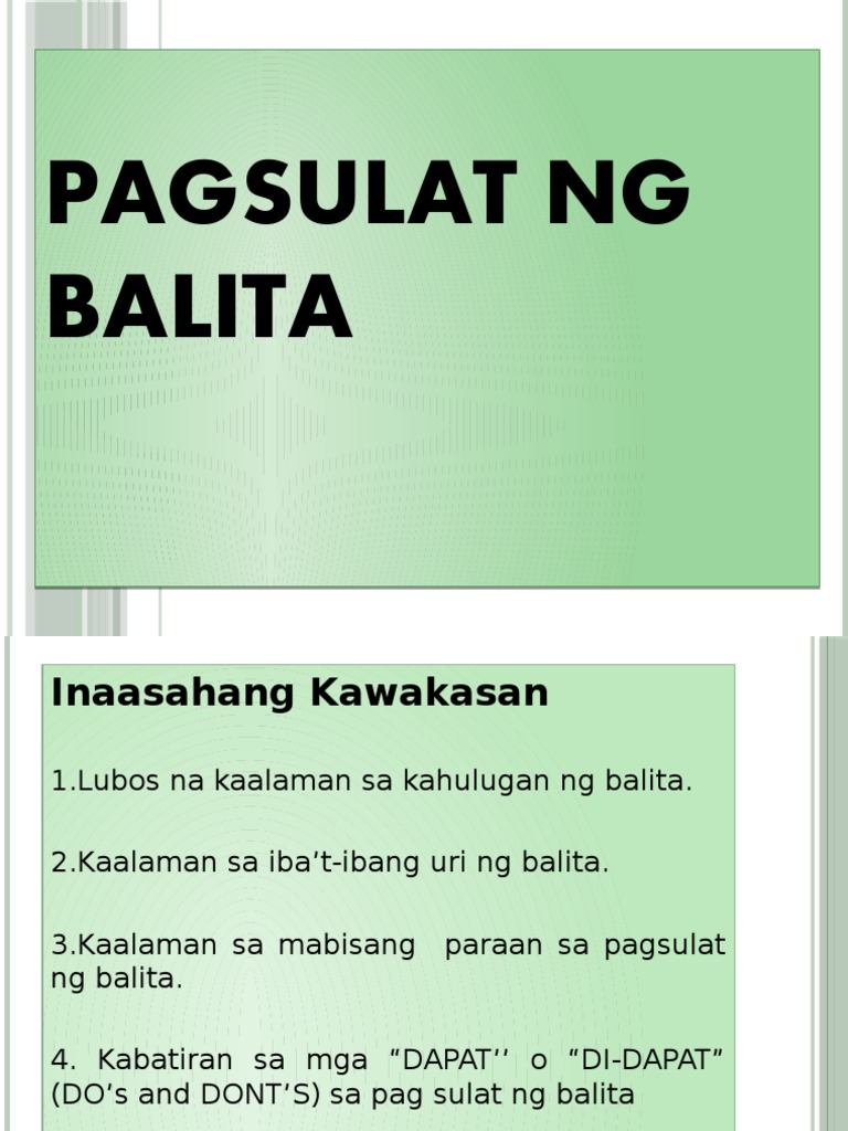 Pagsulat NG Balita | PDF