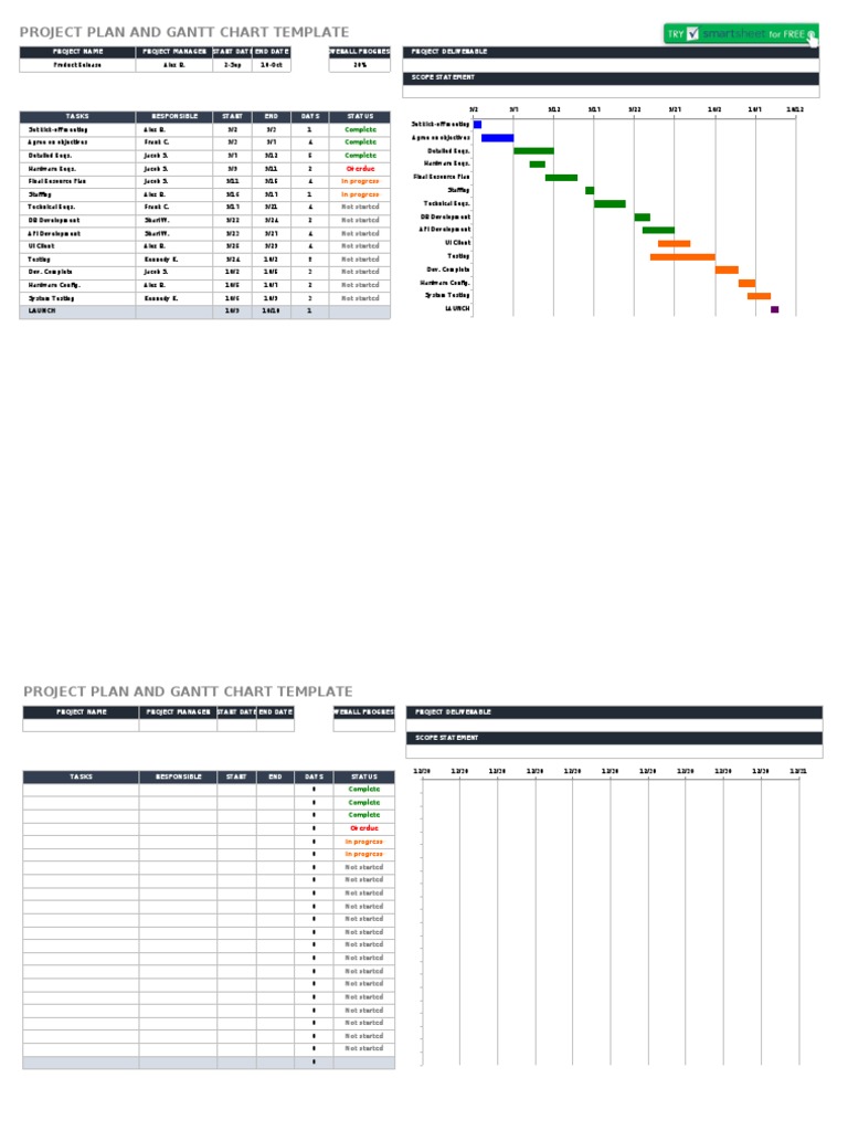 Project Plan and Gantt Chart Template | PDF | Information Technology ...