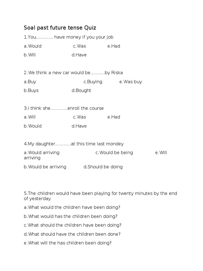 Soal Past Future Tense | PDF