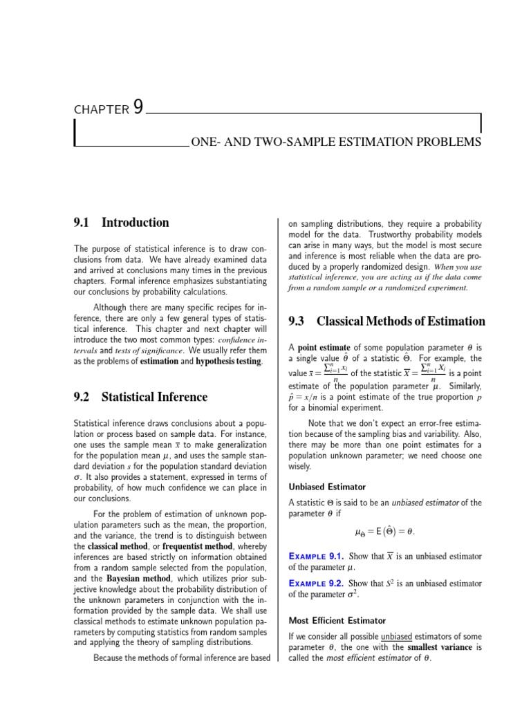 c09 Estimation PDF | PDF | Bias Of An Estimator | Confidence Interval