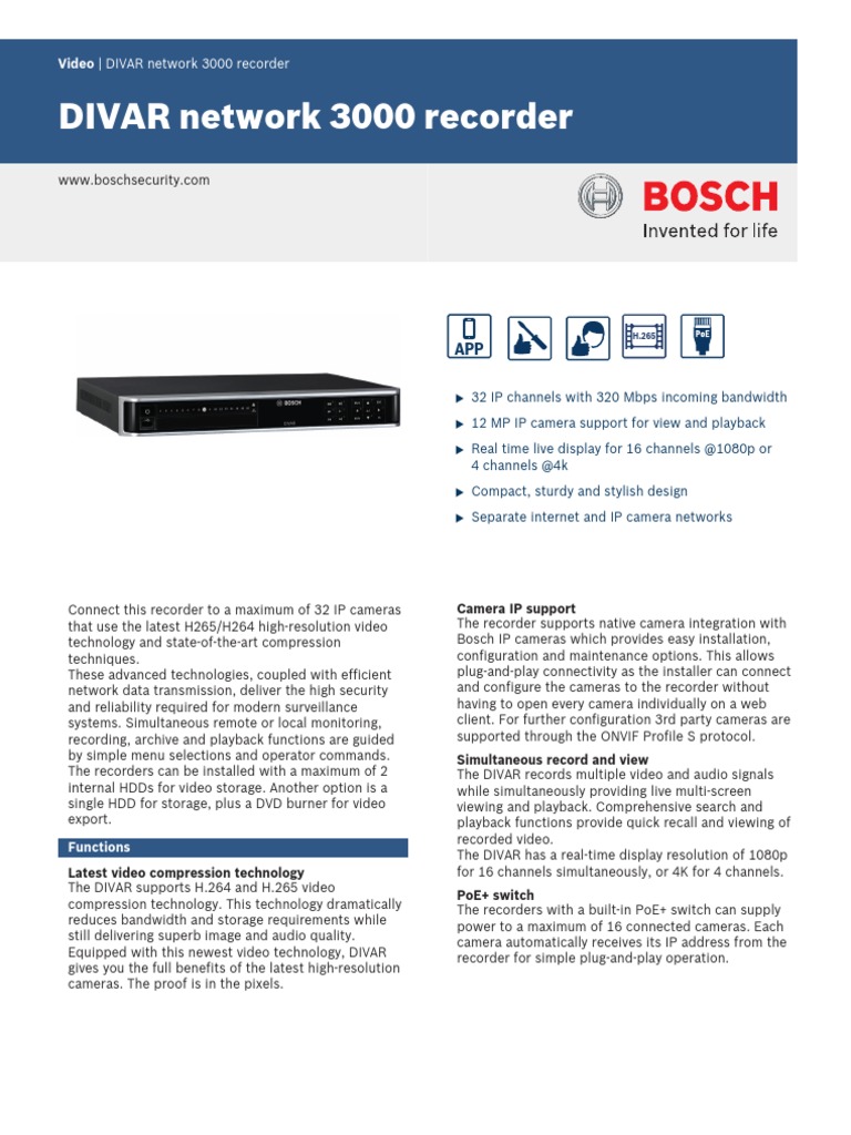 DIVAR Network 3000 Data Sheet enUS 24101306891 | PDF | Usb | Computer ...