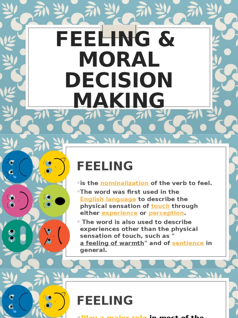 Feeling and Moral Decision Making | PDF | Reason | Feeling