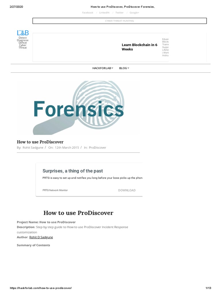 How To Use ProDiscover, ProDiscover Forensics | Download Free PDF ...
