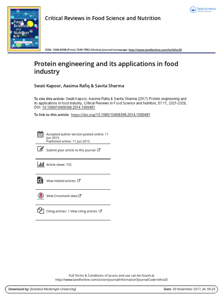 Protein Engineering and Its Applications in Food Industry 2017 | PDF ...