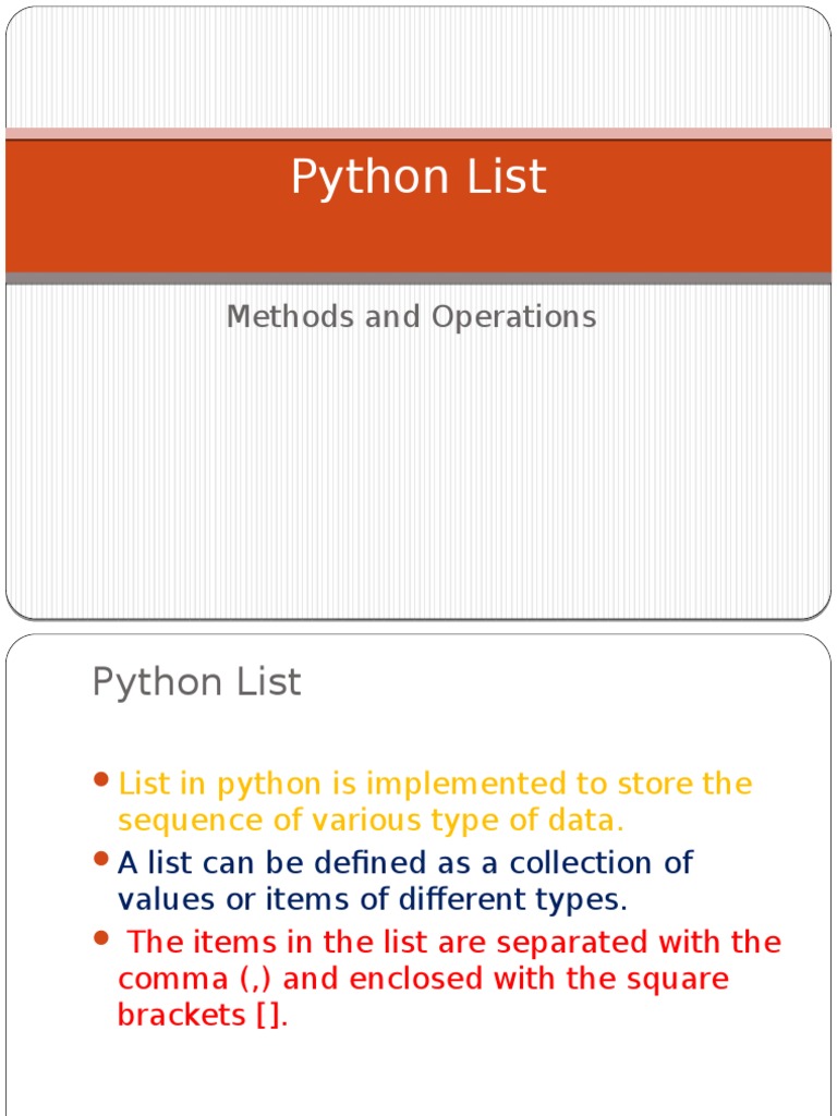Python List | PDF | Parameter (Computer Programming) | Notation
