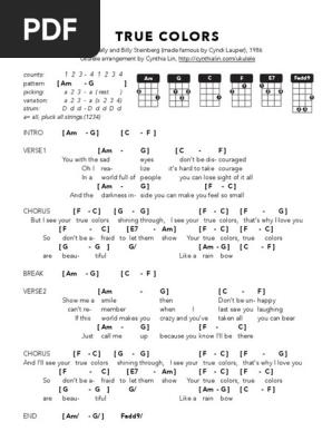 True Colours Guitar Chords