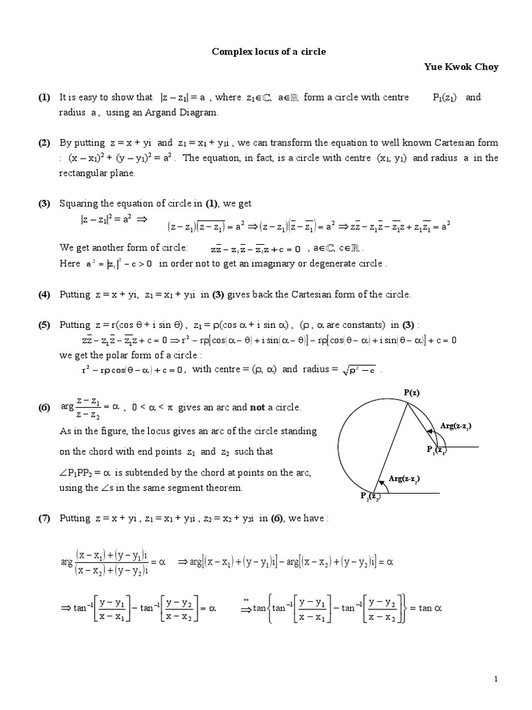 25 - Complex Locus of A Circle | PDF | Circle | Differential Geometry
