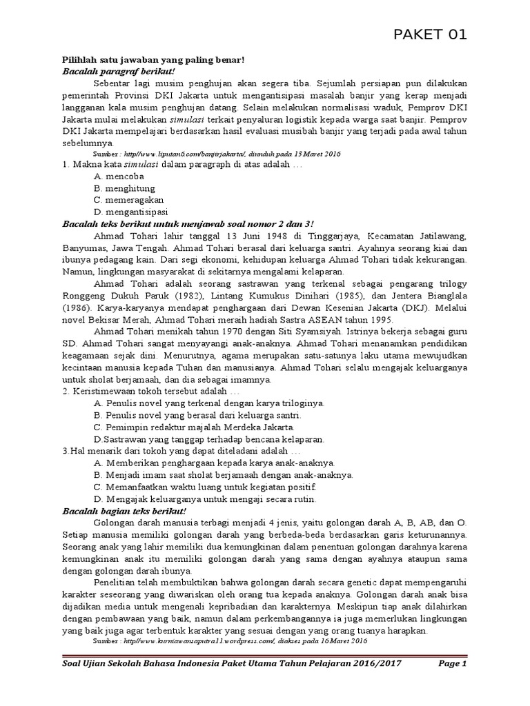 SOAL USEK UTAMA Paket 1 | PDF
