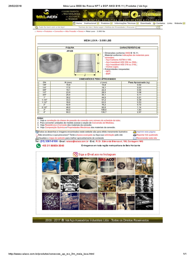 Meia Luva 3000 lbs Rosca NPT e BSP ANSI B16.11 _ Produtos _ Val Aço.pdf ...