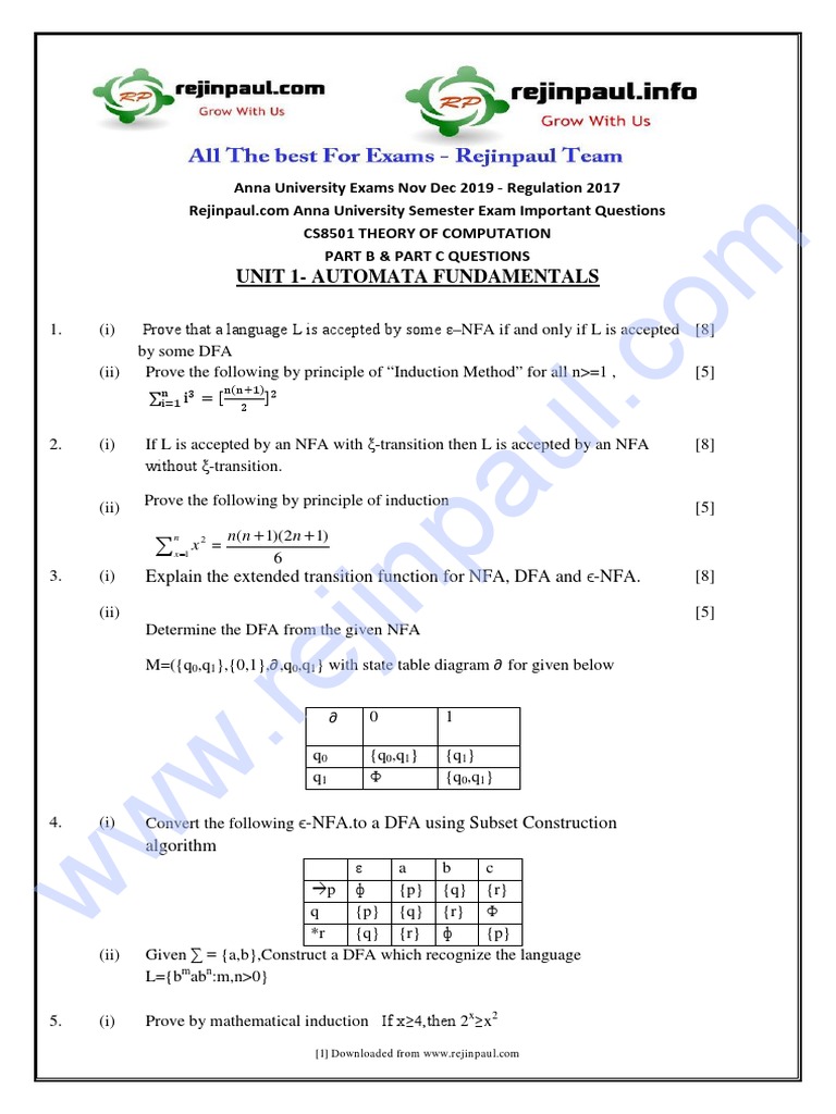CS8503 Iq R17 | PDF | Regular Expression | Metalogic