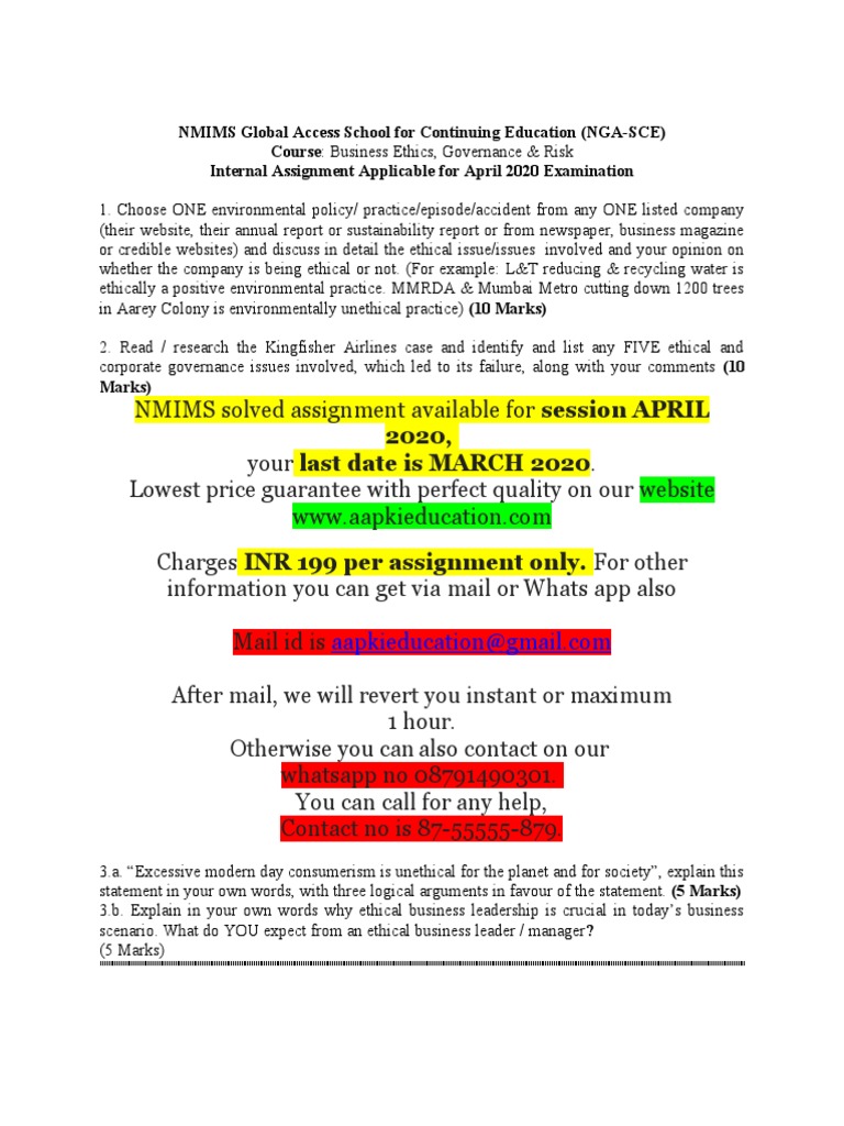 Nmims 4 Sem Sample April 2020 | Download Free PDF | Internal Rate Of ...