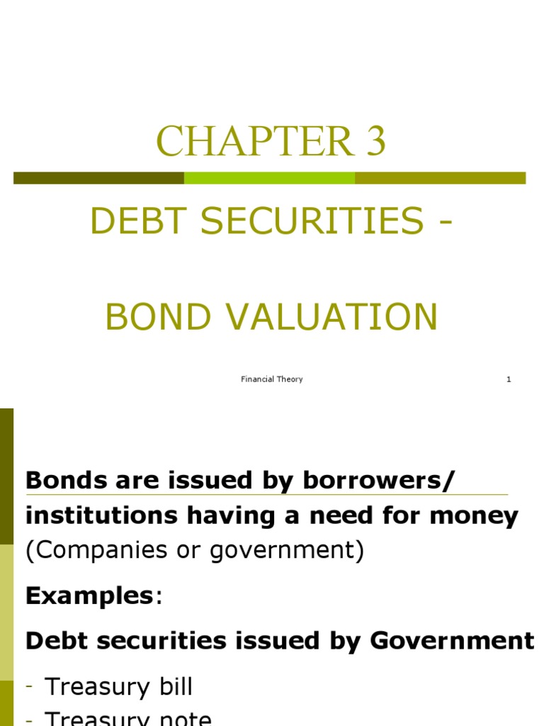 Bond Valuation and Debt Securities Guide | PDF | Bonds (Finance ...