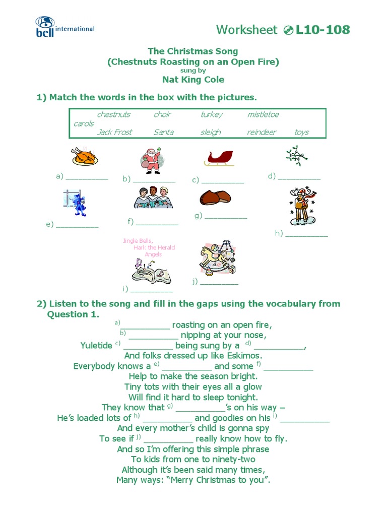 Christmas Song Worksheet for Kids | PDF