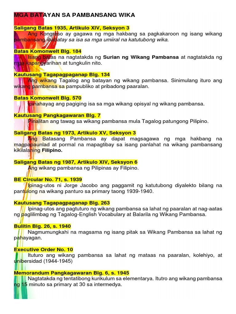 Batayan Sa Pagtuturo NG Wikang Pambansa | PDF