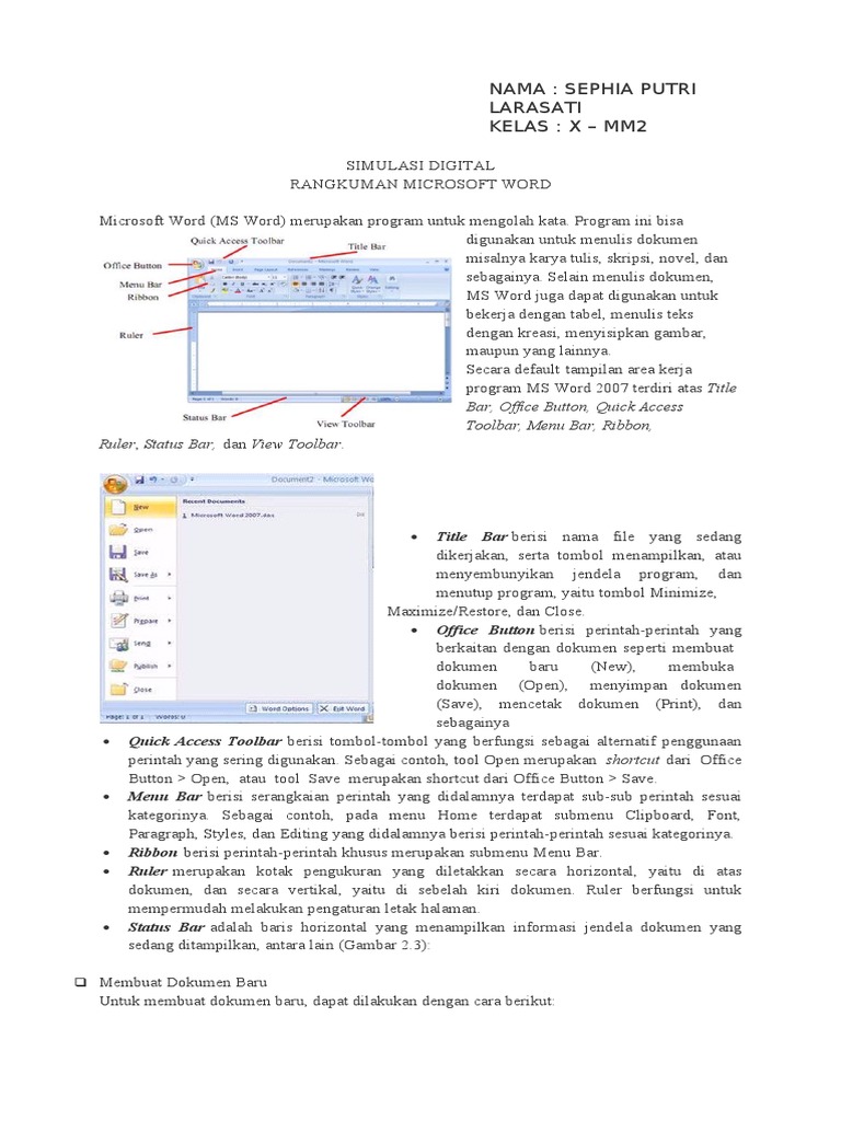 SIMULASI DIGITAL Rangkuman Ms. Word and Excel | PDF