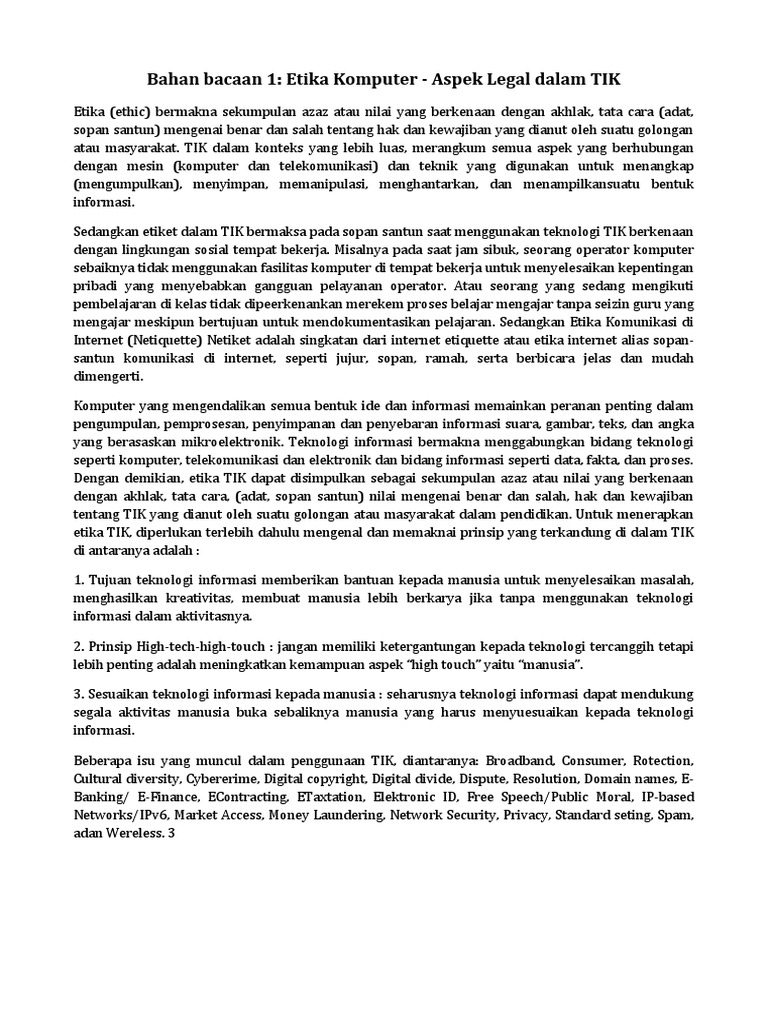 Materi 1-Dampak Sosial Informatika | PDF