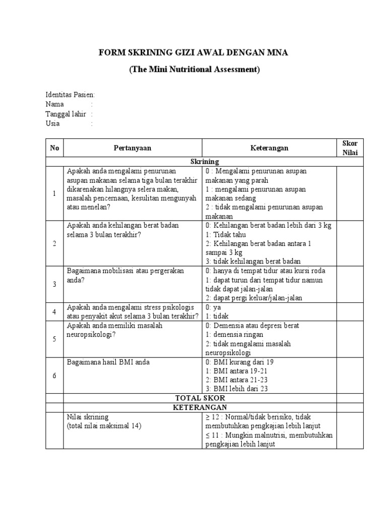 Skrining Gizi Awal dengan MNA | PDF