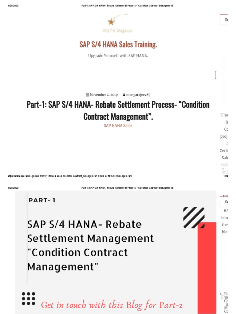 Part-1 - SAP S - 4 HANA - Rebate Settlement Process - Condition ...