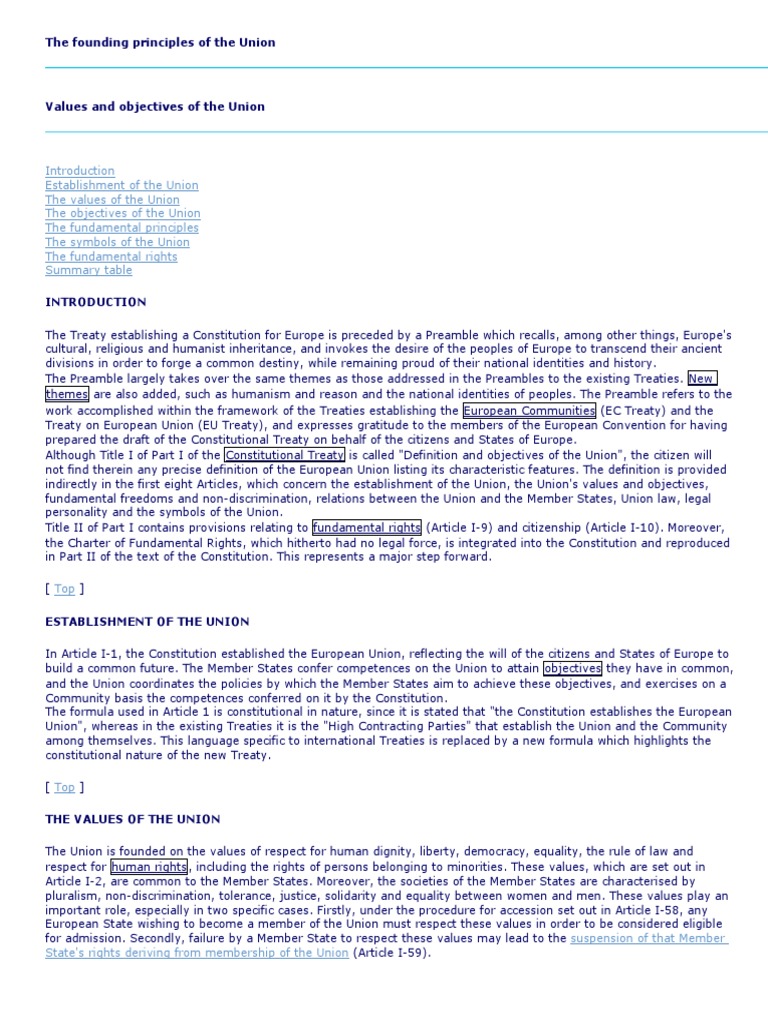 Founding Principles of European Union | PDF | European Union | European ...