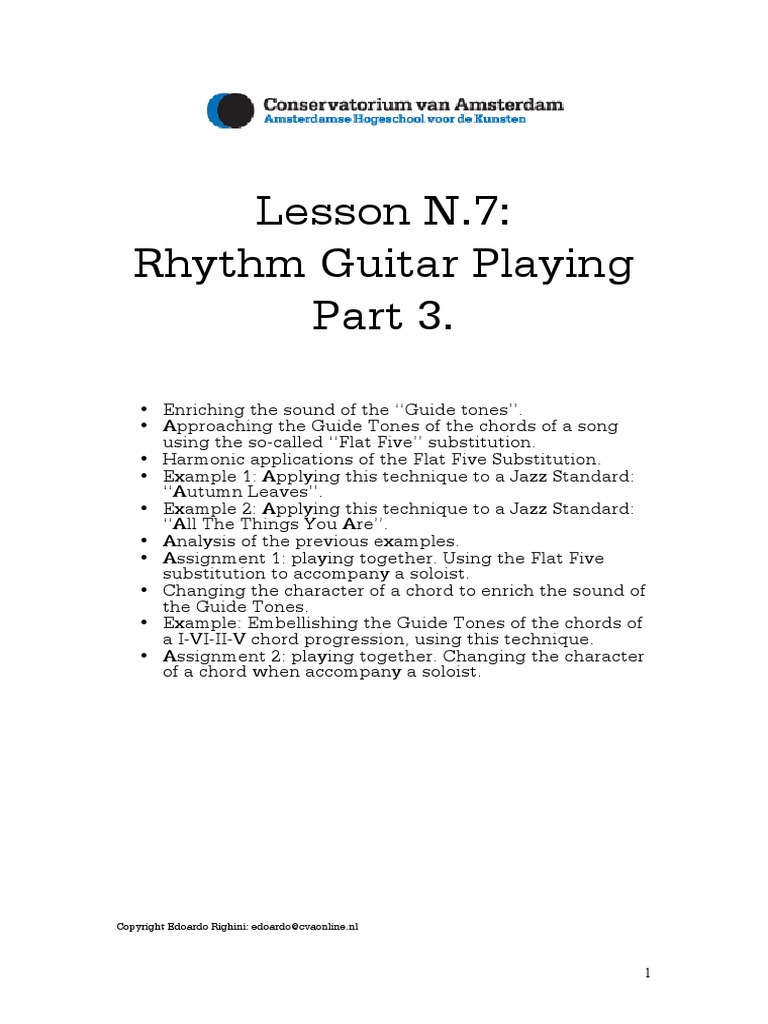 CvA Online Lesson 7 - Rhythm Guitar Part 3 | PDF | Classical Music ...