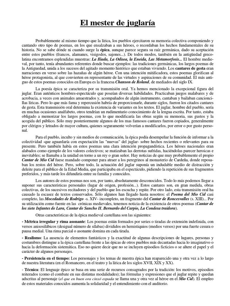 El Mester de Juglaria | PDF | Poesía épica | Poesía