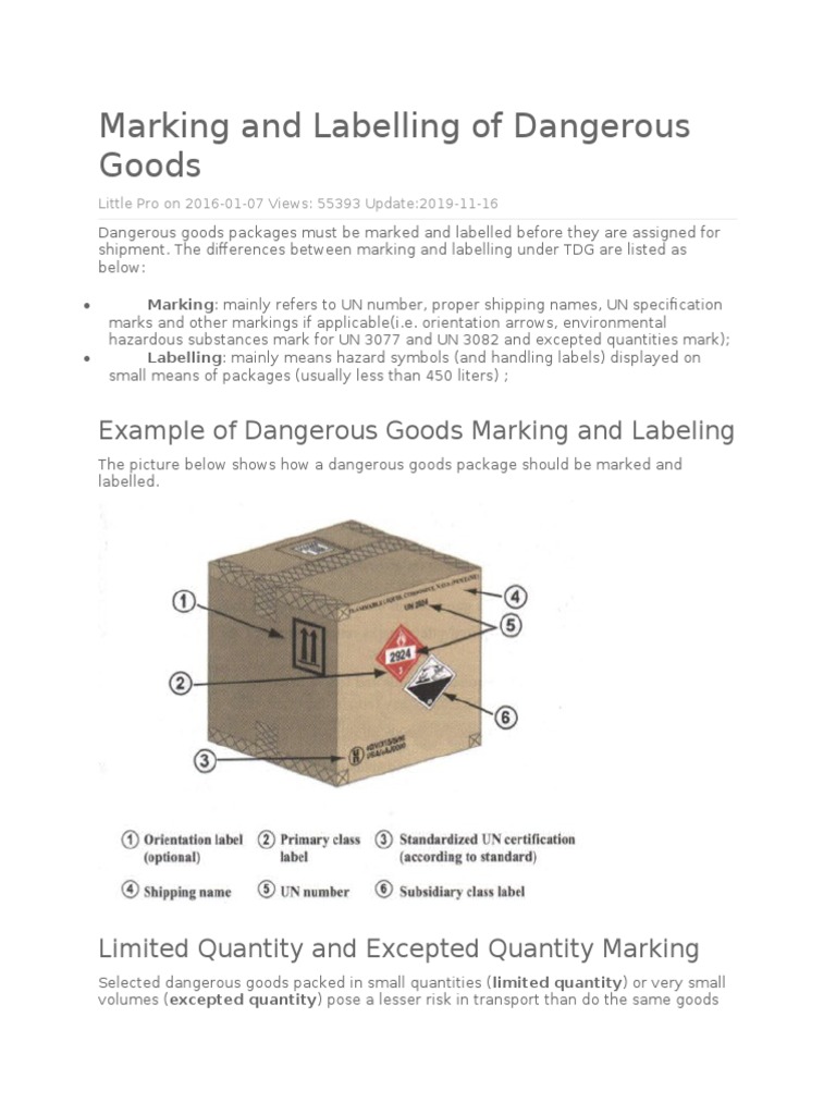 Marking and Labelling Dangerous Goods | PDF