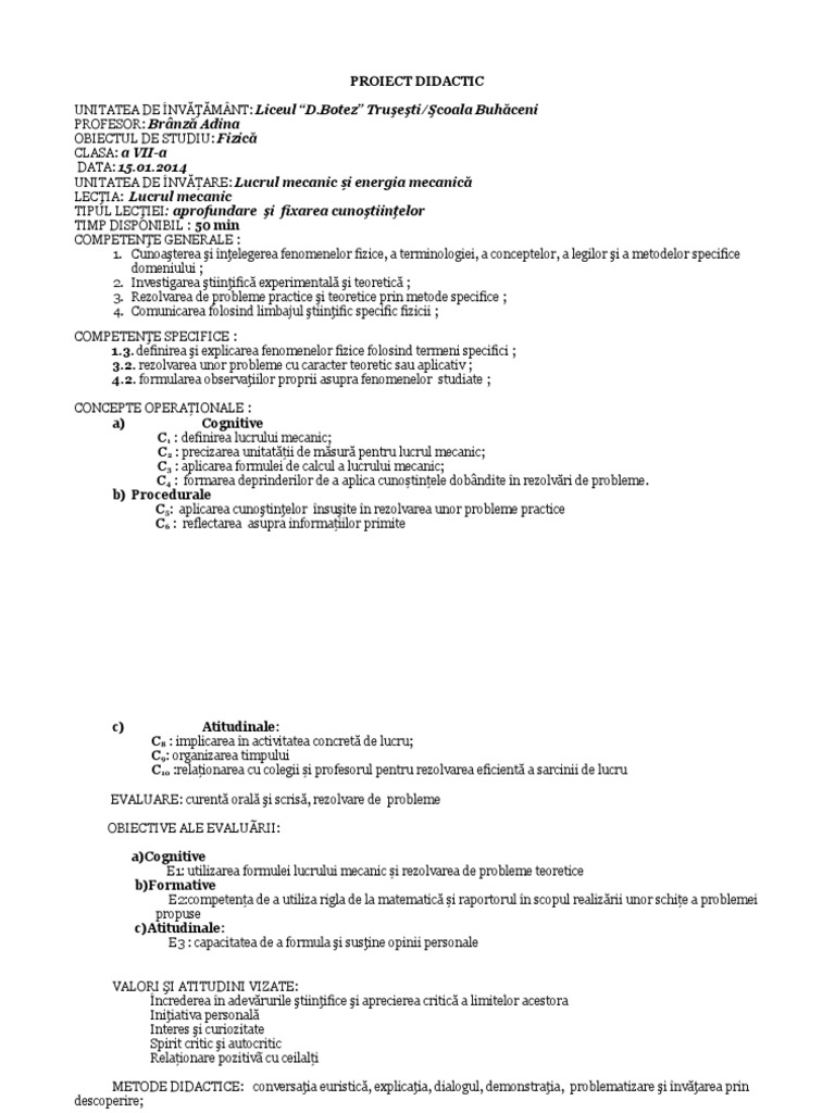 Lucrul Mecanic | PDF