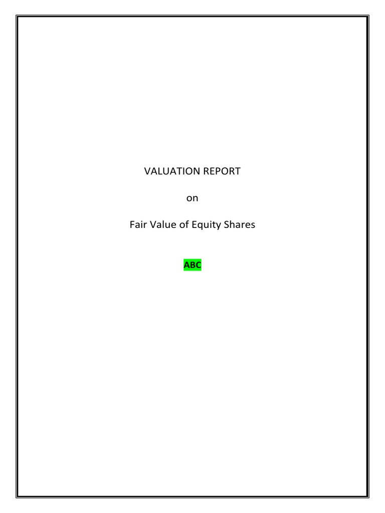 Fair Value Report for ABC Equity Shares | PDF | Discounted Cash Flow ...