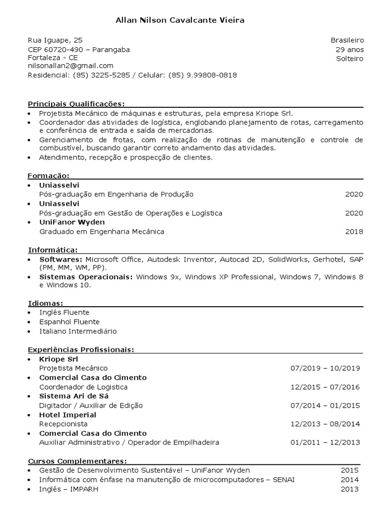 CV Allan - 2019 | PDF