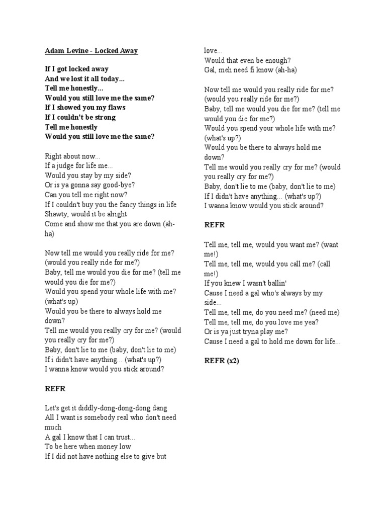 Locked Away | PDF | Song Structure | Musical Compositions