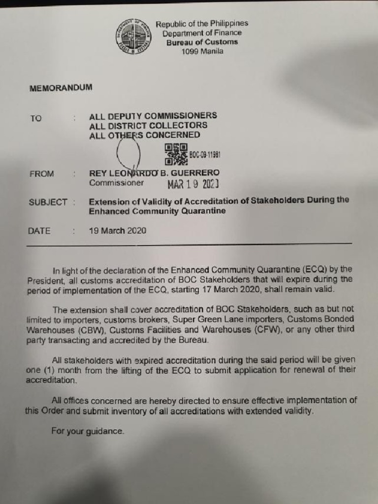 BOC Memorandum Extending Accreditation | PDF