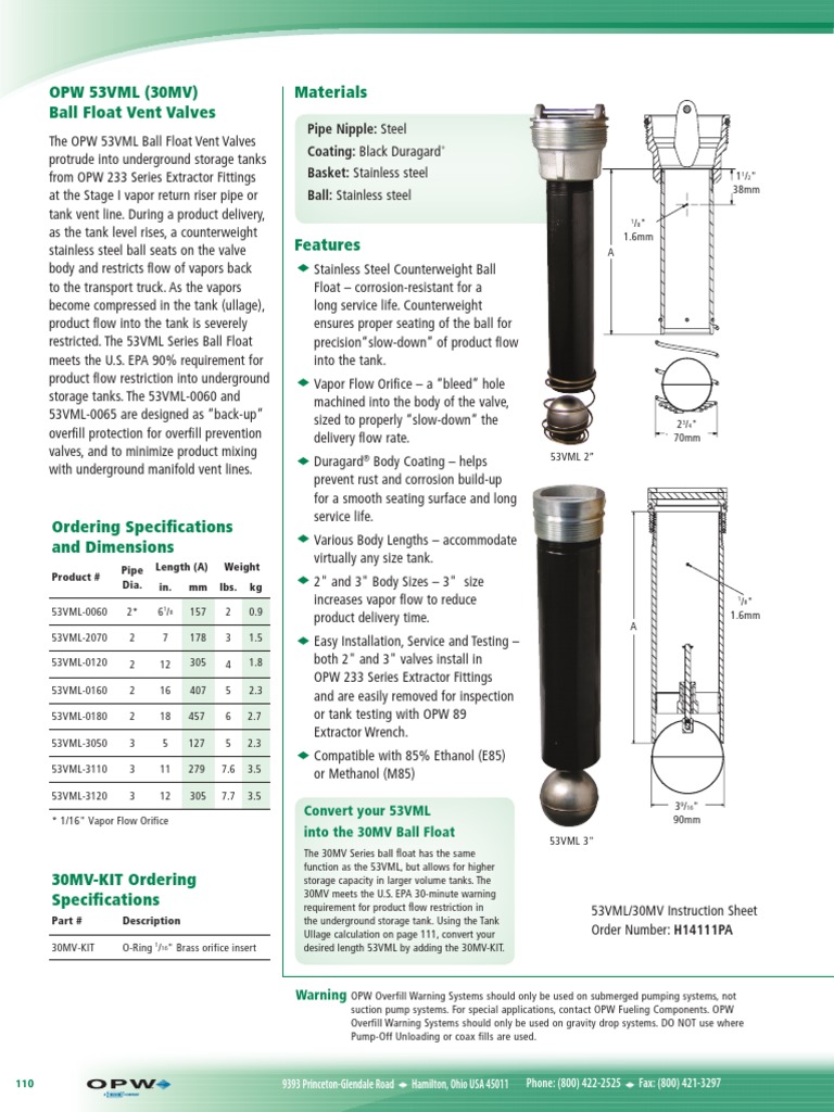 53VML 30MV Ball Float Vent Valves | PDF | Pipe (Fluid Conveyance) | Valve