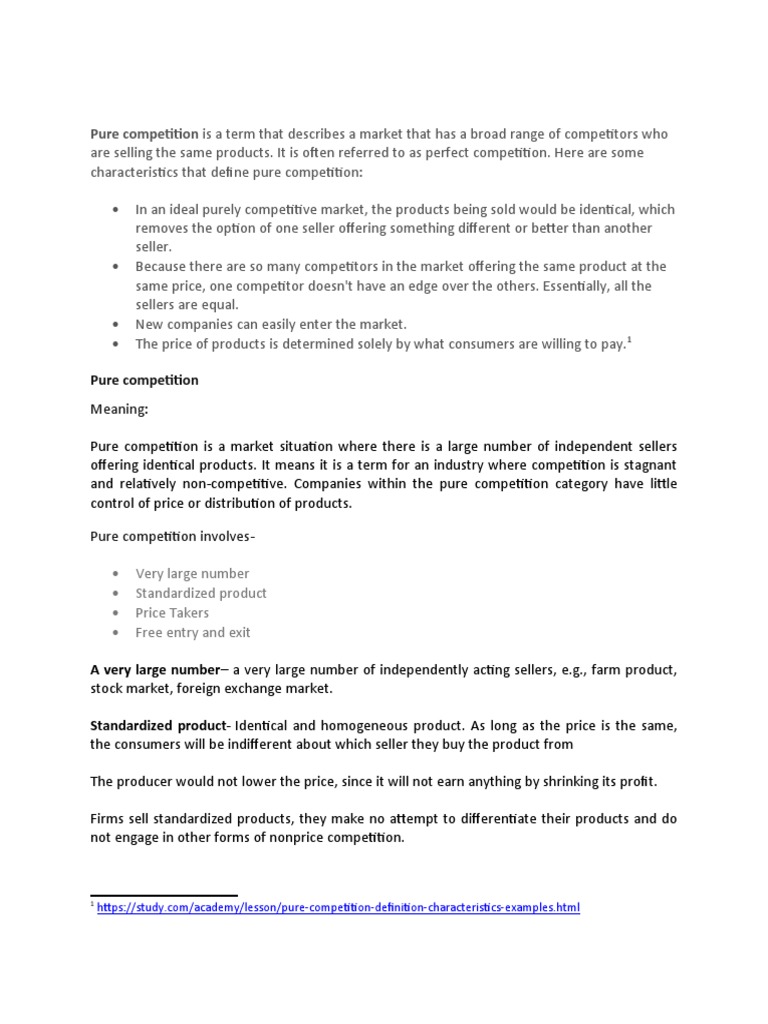 Pure Competition | PDF | Perfect Competition | Market Power