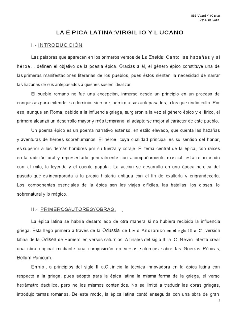 POESÍA EPICA LATINA (Epoca Augustea) | PDF | Virgilio | Eneas
