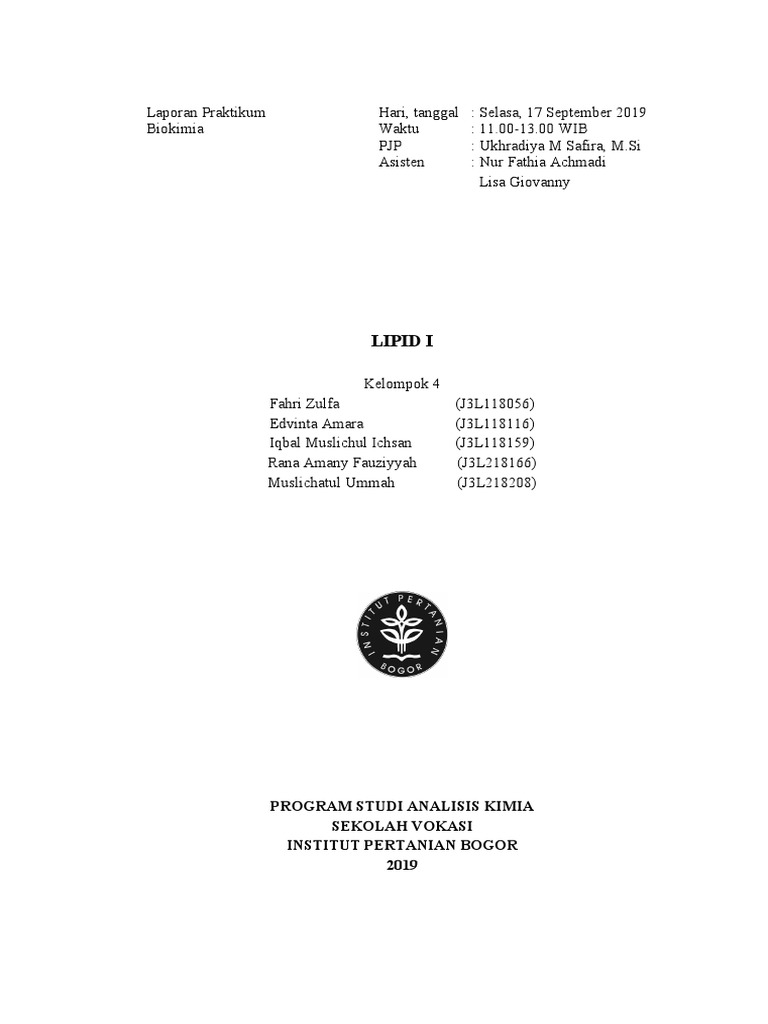 Laporan Biokimia Lipid | PDF Laporan Biokimia Lipid | PDF