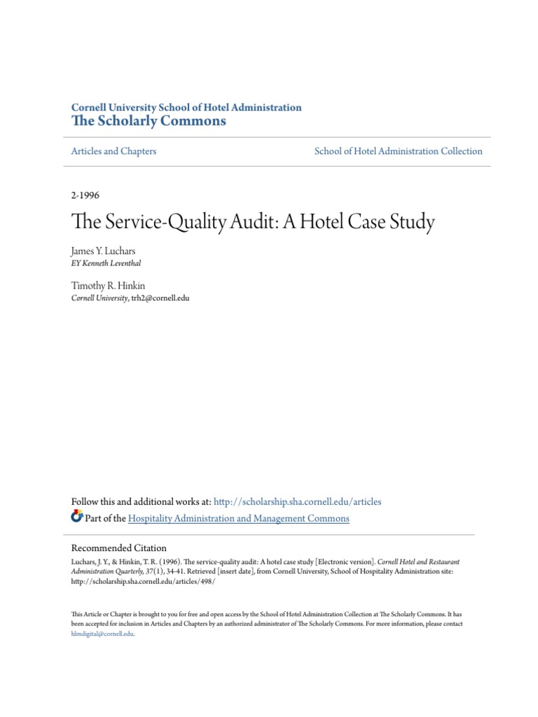 The Service-Quality Audit - A Hotel Case Study | PDF | Percentage ...