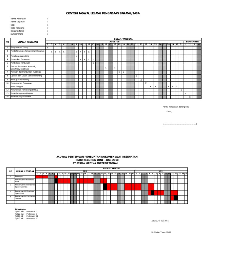 Jadwal Lelang & Jadwal Pertemuan | PDF