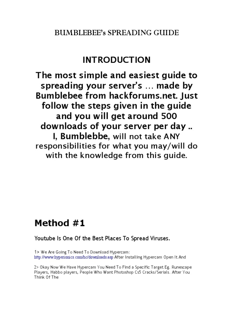 BumbleBee Spreading Guide PDF | PDF | Spamming | Computer Virus