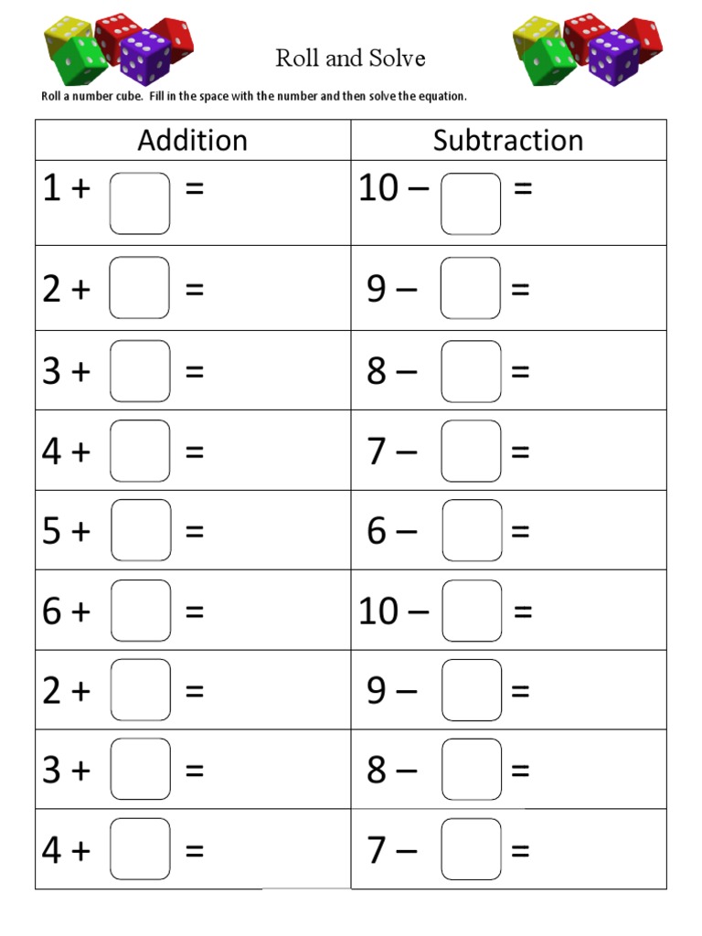 Roll and Solve Addition and Subtraction | PDF