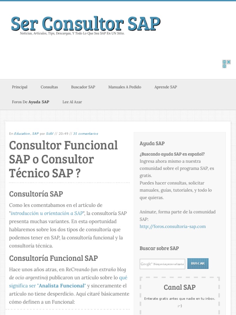 Consultor Funcional SAP o Consultor Técnico SAP ? - Ser Consultor SAP | PDF | Planificación de ...
